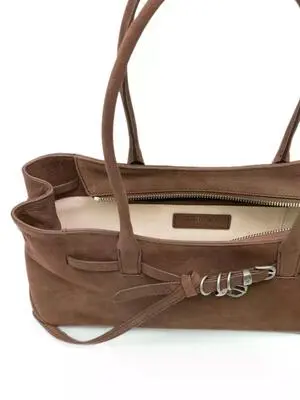 MARGESHERWOOD Suede Shoulder Bag With Buckle Detail - Brown
