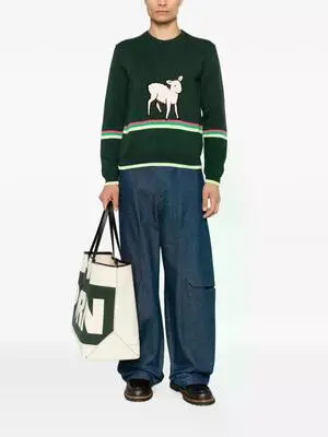 JW Anderson Lamb Intarsia Striped Trim Sweater