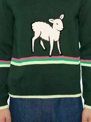 JW Anderson Lamb Intarsia Striped Trim Sweater