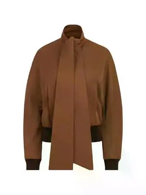 Nina Ricci Scarf-detail Ottoman Fitted Jacket - Brown
