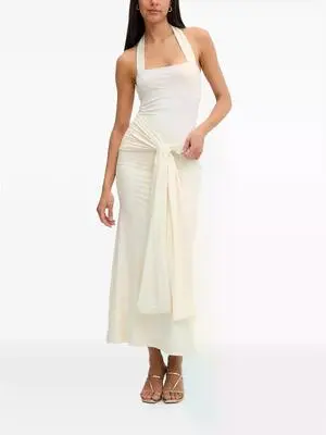 Bardot Emilia Knot-detail Halterneck Maxi Dress - Neutrals