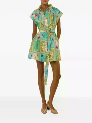 PALM. NOOSA Manon Patchwork-print Mini Dress - Blue