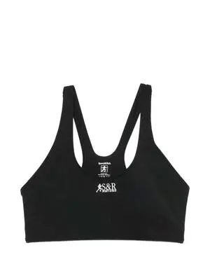 SPORTY & RICH Logo-print Racerback Sports Bra - Black