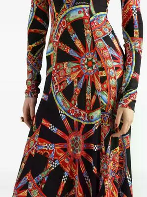 Dolce & Gabbana Carretto-print Long Viscose Jersey Dress - Black