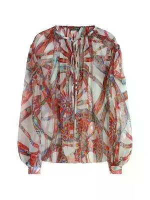 Dolce & Gabbana Carretto-print Chiffon Top - White