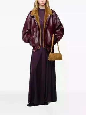 Rabanne Shearling-collar Leather Bomber Jacket