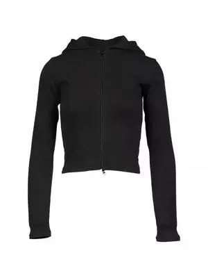 GLOWNY Ribbed-knit Zip-up Hoodie