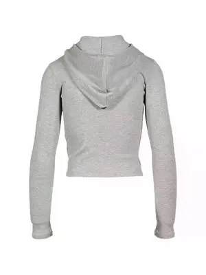 GLOWNY Ribbed-knit Zip-up Hoodie