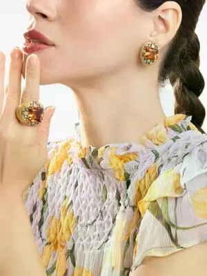 ANDREOLI Diamond Citrine Square Earrings