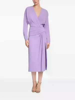 Elie Saab Cady Twist-detail Side-slit Midi Dress - Purple