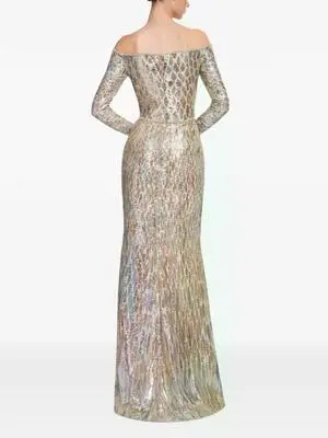Elie Saab Sequin-embellished Off-shoulder Maxi Dress