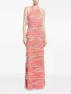 Elie Saab Bead-embroidered Ruffled Maxi Dress