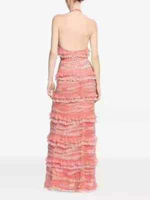 Elie Saab Bead-embroidered Ruffled Maxi Dress