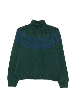 Incentive! Cashmere Eleonora Fair Isle Mock-neck Sweater - Green