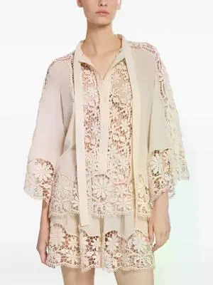 Elie Saab Macramé Silk Blouse