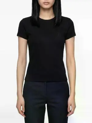 Saint Laurent Cassandre Embroidered T-shirt - Black