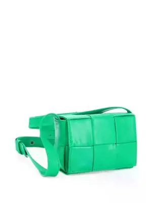 Bottega Veneta Cassette Maxi Intrecciato Leather Candy Crossbody Bag - Green