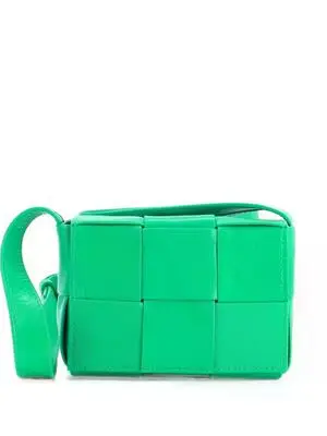 Bottega Veneta Cassette Maxi Intrecciato Leather Crossbody Bag - Green
