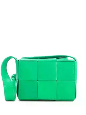 Bottega Veneta Cassette Maxi Intrecciato Leather Crossbody Bag - Green