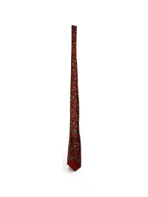 Hermès Trees-print Silk Tie - Red