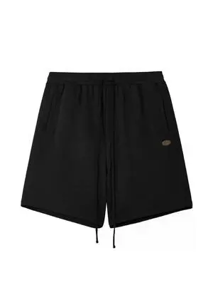 AFTERMATHS Drawstring-waist Logo-patch Shorts - Black