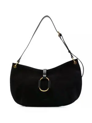 TWINSET Ring-detail Suede Shoulder Bag - Black