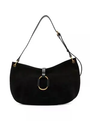 TWINSET Suede Shoulder Bag With Ring Detail - Black