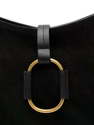 TWINSET Suede Shoulder Bag With Ring Detail - Black