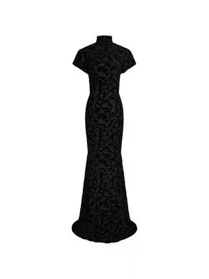 PATOU Maxi Devoré High-neck Dress - Black