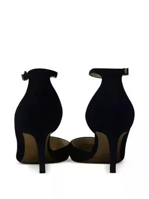 JIMMY CHOO Navy Suede Pointed-toe Ankle-strap Pumps