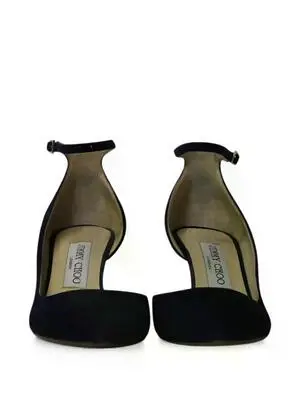 JIMMY CHOO Navy Suede Pointed-toe Ankle-strap Pumps