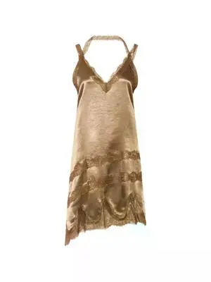 Marella Lace-trim Asymmetric Satin Dress - Brown