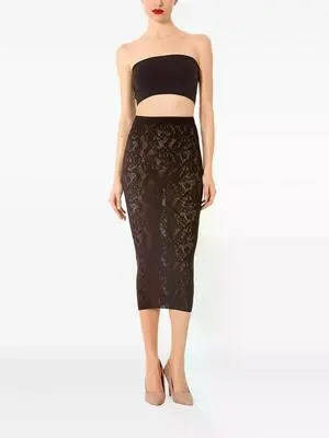 Wolford Infinite Rose Lace-knit Fitted Midi Skirt