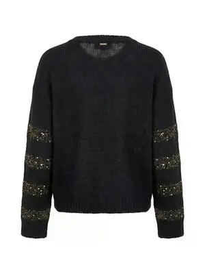 TWINSET Sequin-embellished Striped-details Crew-neck Sweater