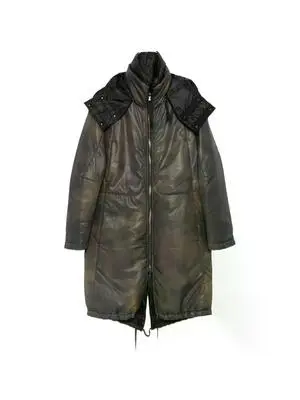 Masnada Printed Hooded Coat - Black