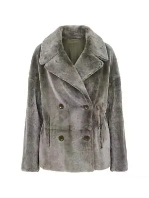 MANZONI 24 Double-breasted Shearling Jacket - Green