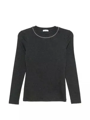 Peserico Embellished-neck Long-sleeve T-shirt