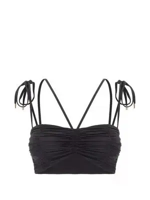 MAISON ANAMI Ruched Tie-strap Bikini Top - Black