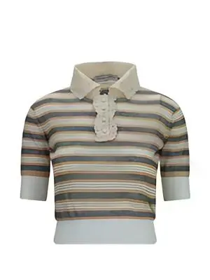 Ermanno Scervino Striped Lace Collar Polo
