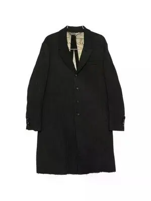 Masnada Herringbone-pattern Buttoned Coat - Black