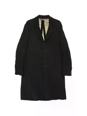 Masnada Herringbone-pattern Buttoned Coat - Black