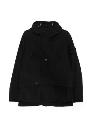 Stone Island Hooded Logo-patch Parka - Black