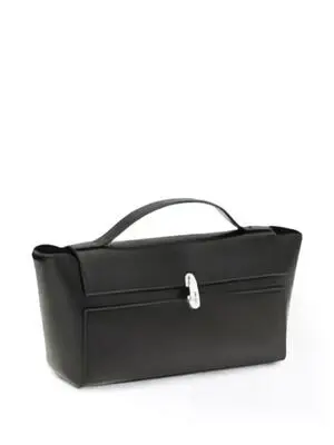 Savette Trapeze Leather Tote Bag - Black
