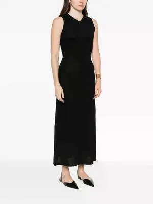 Liviana Conti Sleeveless V-neck Midi Knitted Dress - Black