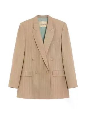 Valentino Garavani Pinstripe Double-breasted Blazer - Neutrals