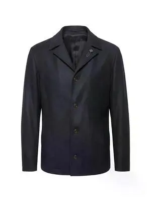LARDINI Flower-detail Wool Shirt Jacket - Blue