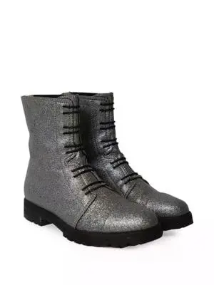 JIMMY CHOO Glitter-detail Lace-up Combat Boots