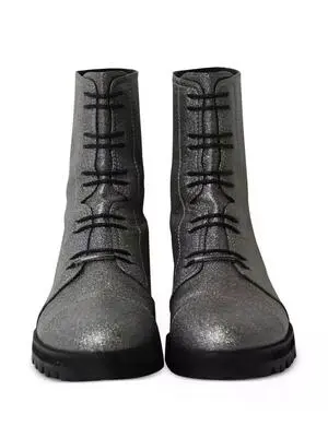 JIMMY CHOO Glitter Lace-up Combat Boots