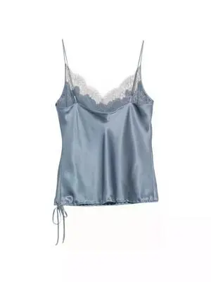 Carine Gilson Lace-trimmed Satin Slip Blouse