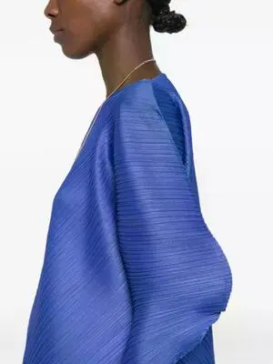 Issey Miyake Pleated Balloon-sleeve Dress - Blue